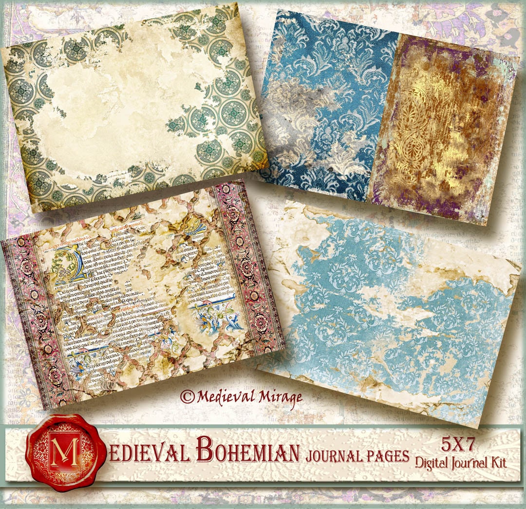 MEDIEVAL BOHEMIAN Journal Pages Digital Junk Journal Kit. Boho, Vintage ...