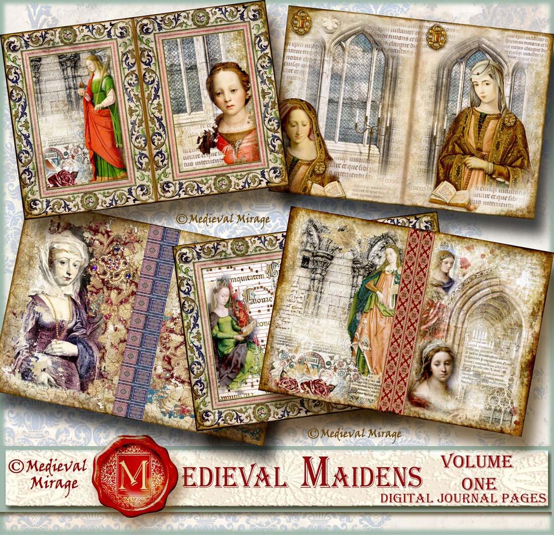 MEDIEVAL MAIDENS VOL 1. Digital Junk Journal Kit. Historical | Etsy