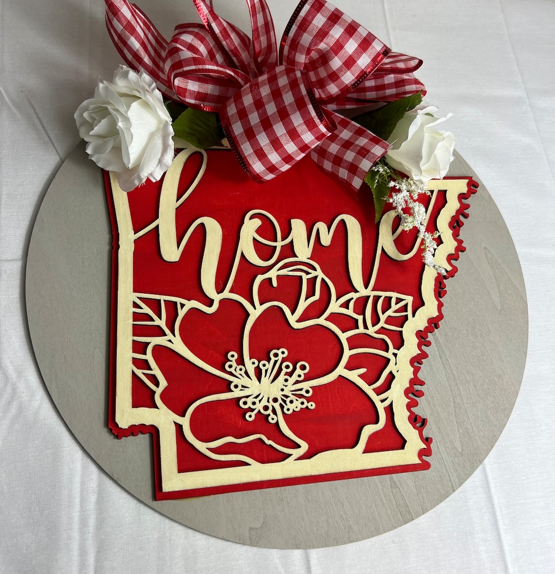 Arkansas Cutout Door Hanger, Welcome Front Door Decoration, All Seasons ...