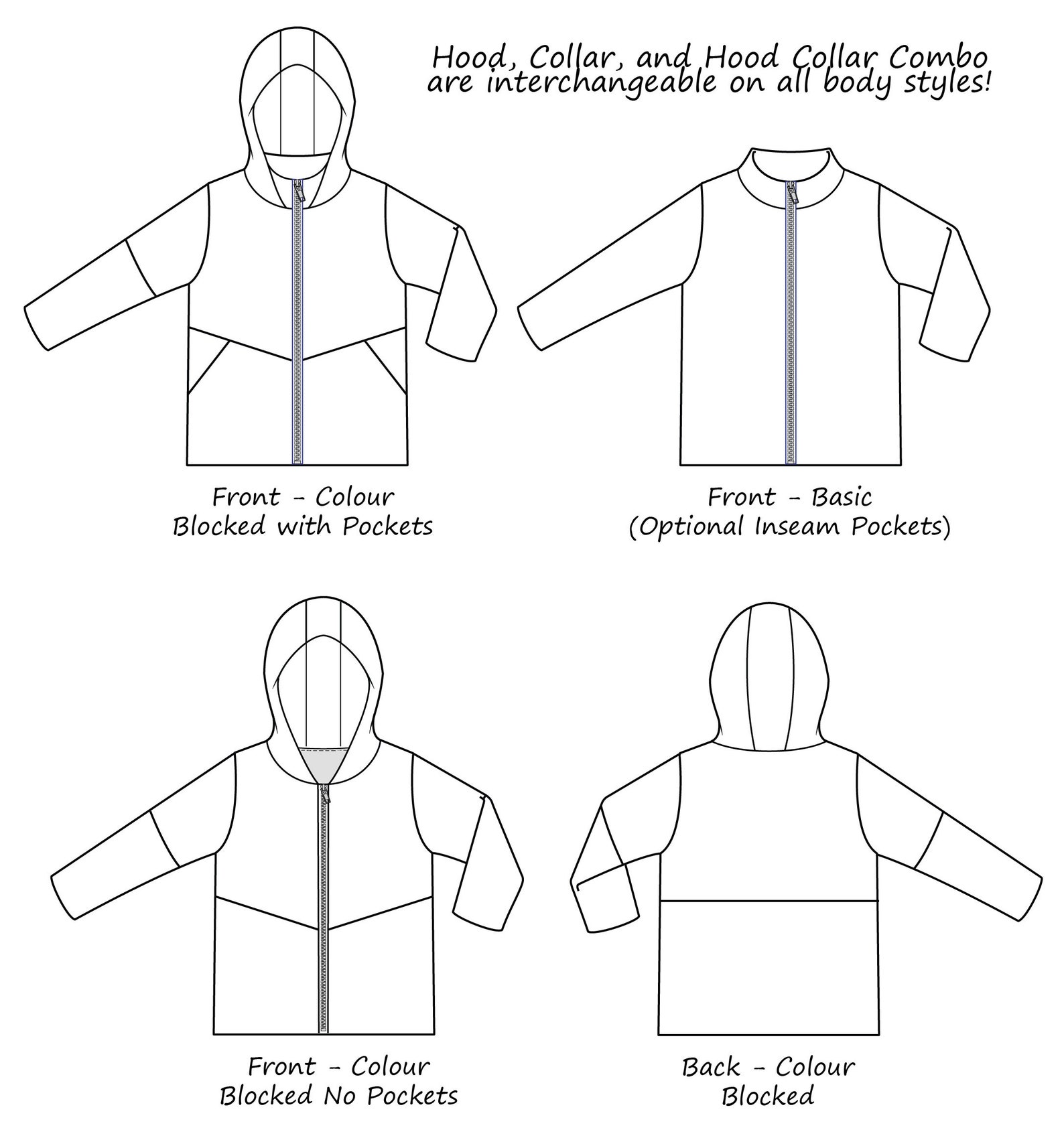 Quadra Jacket - Printable PDF Sewing Pattern, Baby to Youth Sizes ...