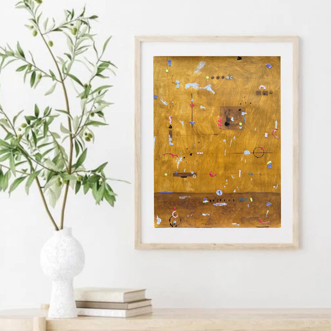 Original Yellow Abstract Painting Mustard Yellow Modern Wall Decor ...