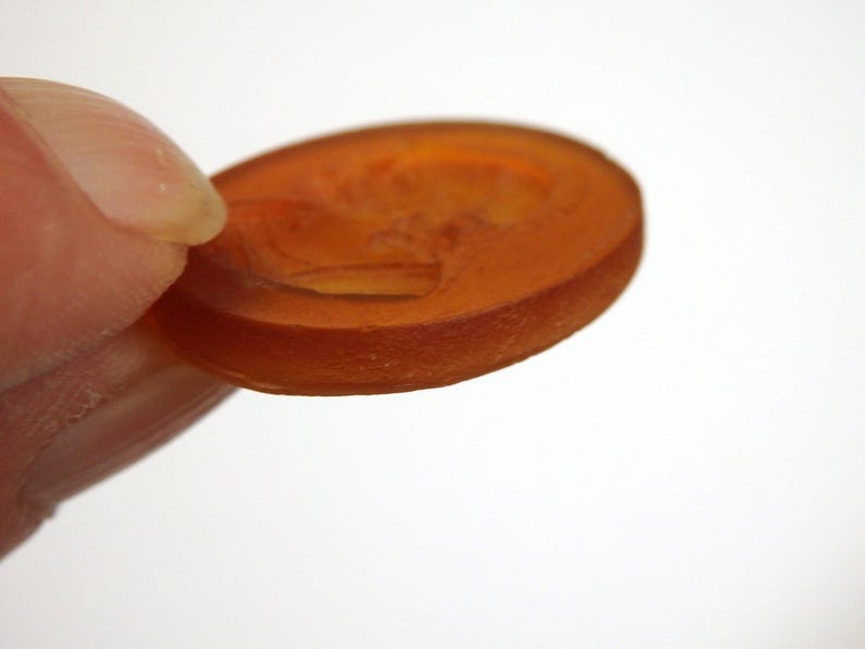 MARS GOD of WAR Honey Amber Venetian Glass Intaglio, Oval ~ 27mmx19mm ...
