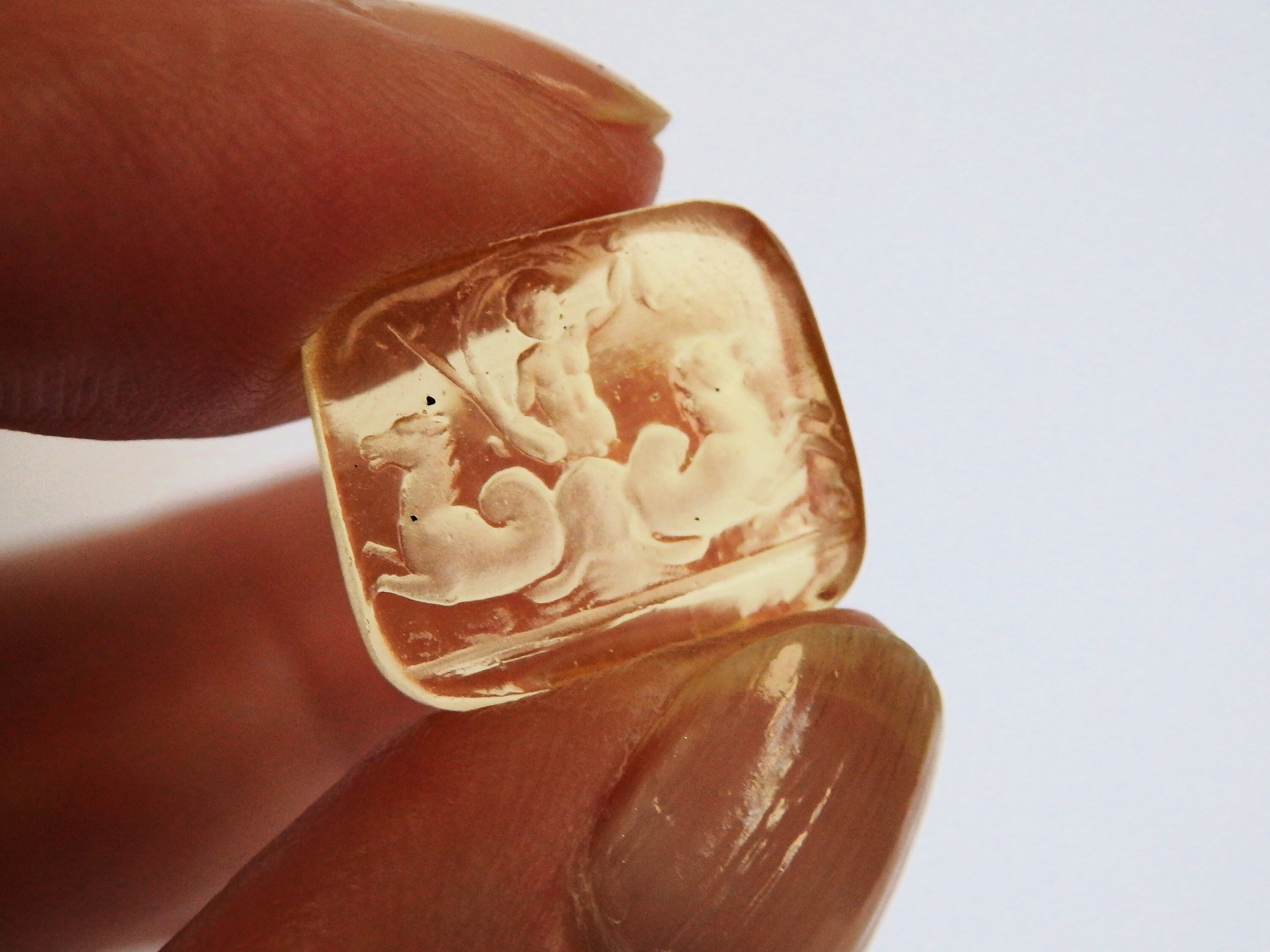 NEPTUNE POSEIDON Light Amber Venetian Glass Intaglio - Etsy