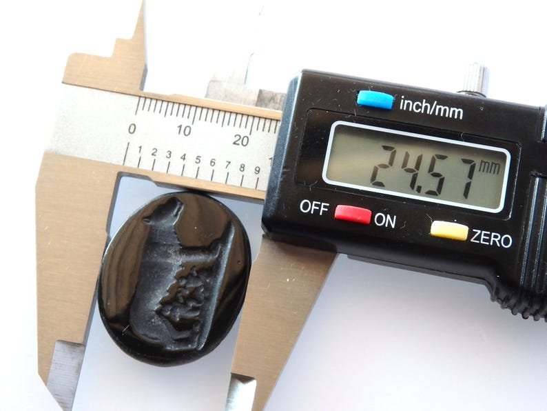 ROMULUS, REMUS and WOLF Black Venetian Glass Intaglio, Oval ~ 29mmx24mm ...