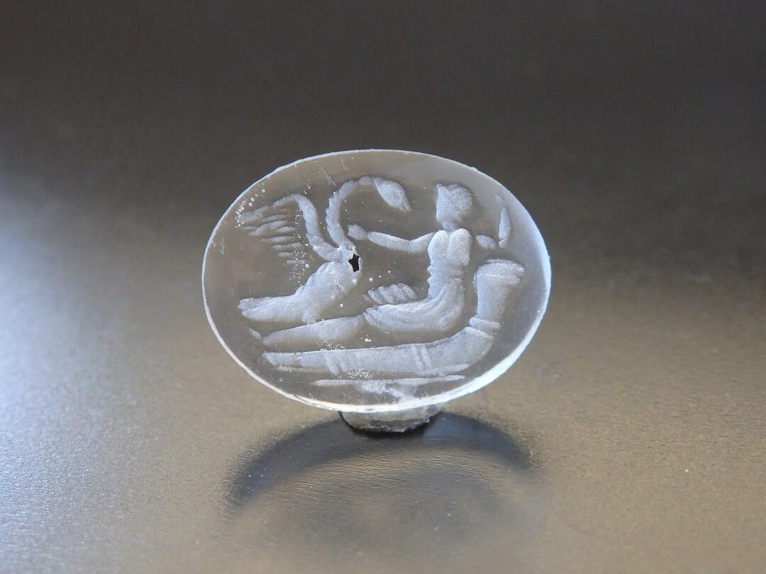 LEDA and THE SWAN Clear Venetian Glass Intaglio, Oval ~ 19mmx14mm ...