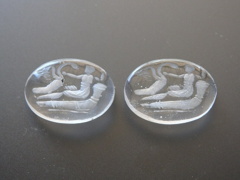 LEDA and THE SWAN Clear Venetian Glass Intaglio, Oval ~ 19mmx14mm ...