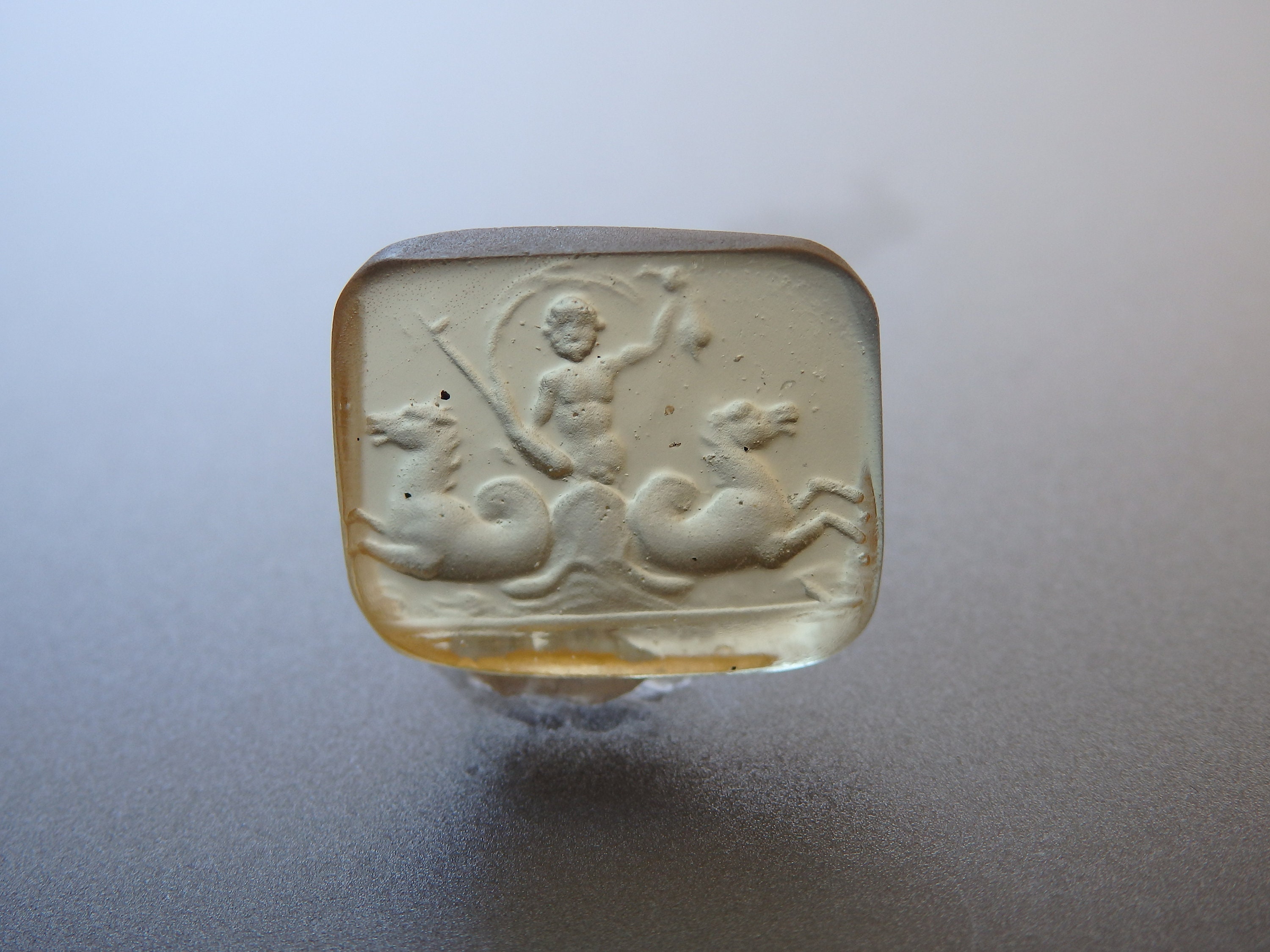 NEPTUNE POSEIDON Light Amber Venetian Glass Intaglio - Etsy