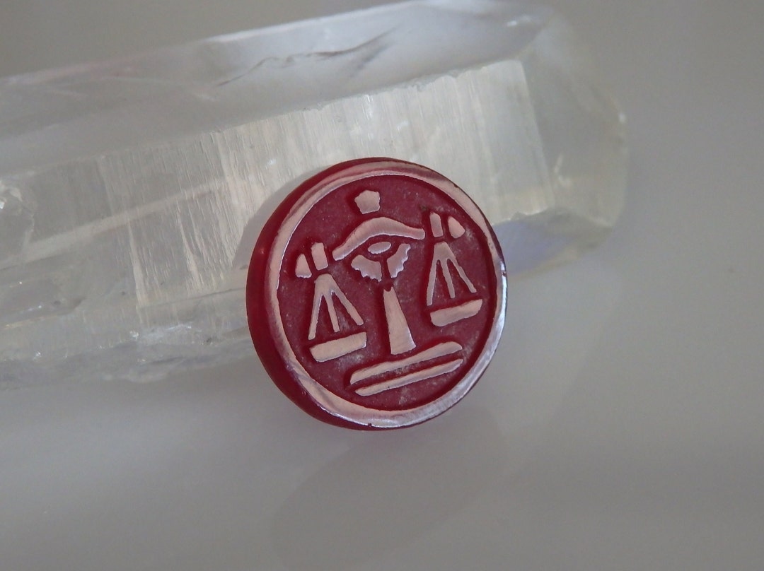 ZODIAC LIBRA SCALES tiny Edge Chips Ruby Red Venetian Glass Cameo ...
