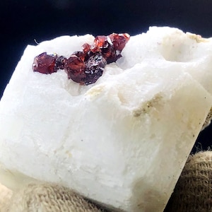 Red Garnet Crystals With Muscovite and Feldspar, Garnet Specimen ...
