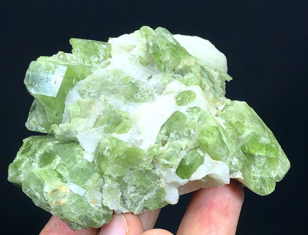 Natural Green Color Diopside Crystals on Matrix, Raw Mineral, Mineral ...