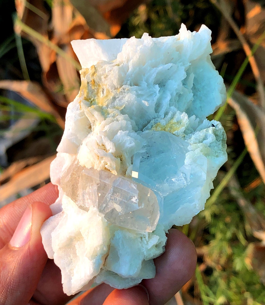 Natural Terminated Sky Blue Color Aquamarine Crystal With Topaz ...