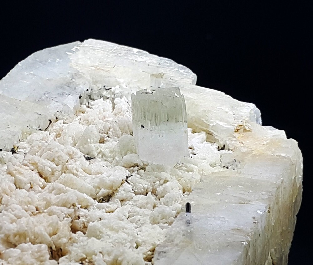 Terminated Aquamorganite Crystal With Microcline Feldspar, Natural ...