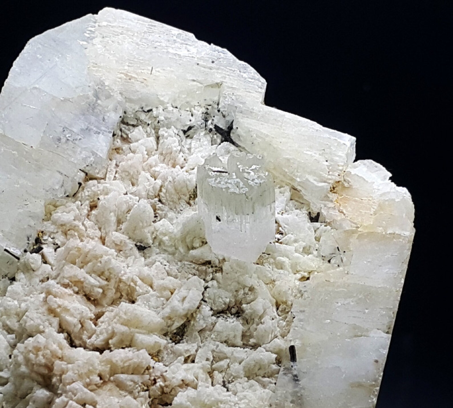 Terminated Aquamorganite Crystal With Microcline Feldspar, Natural ...