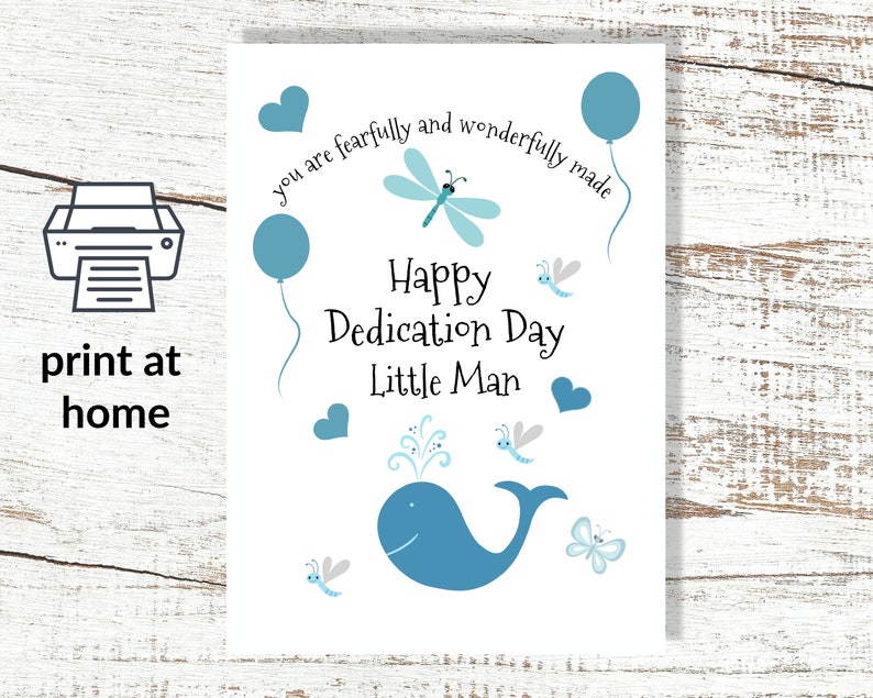 Print at Home Dedication Card Instant Download - Happy Dedication Day ...