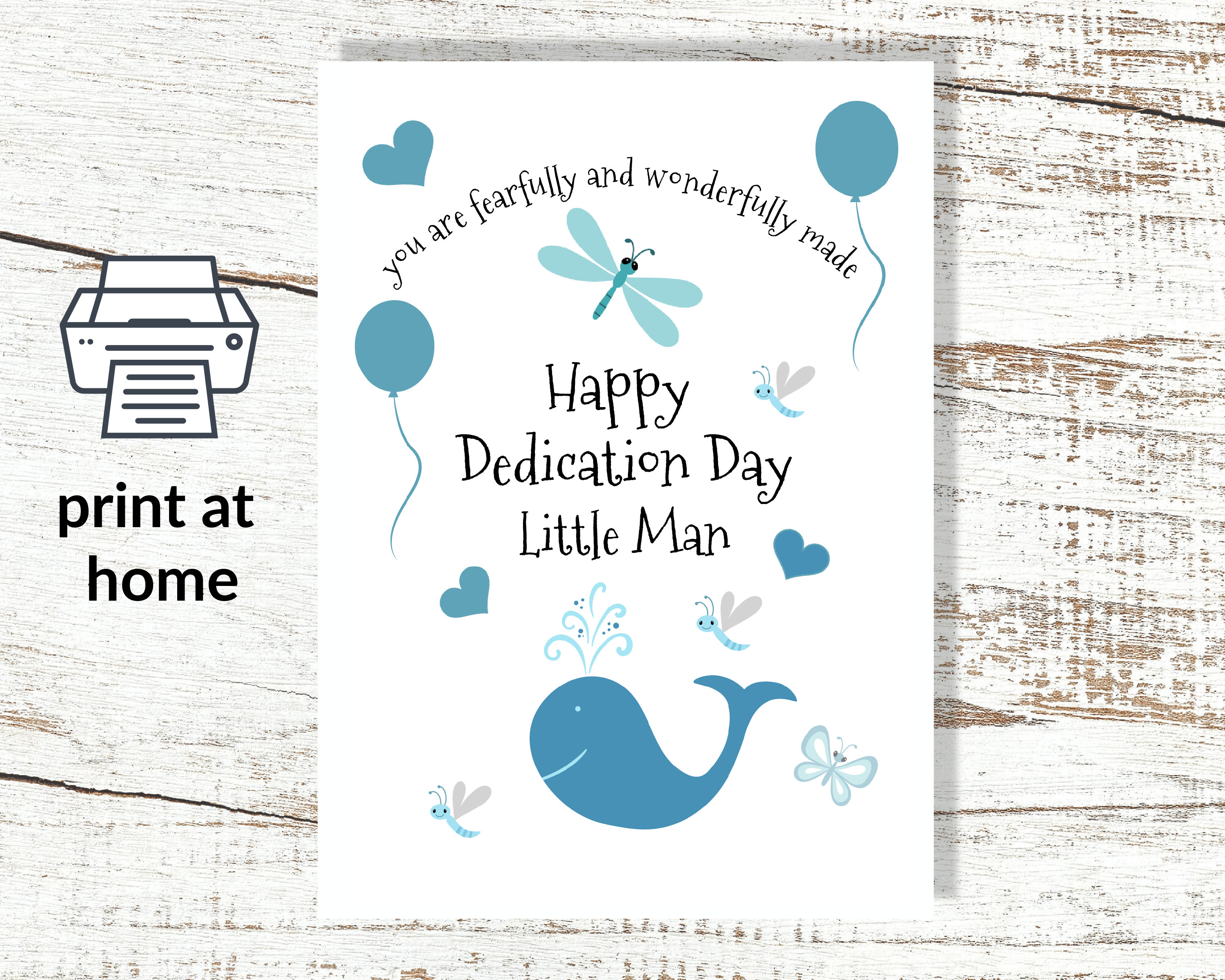Print at Home Dedication Card Instant Download - Happy Dedication Day ...