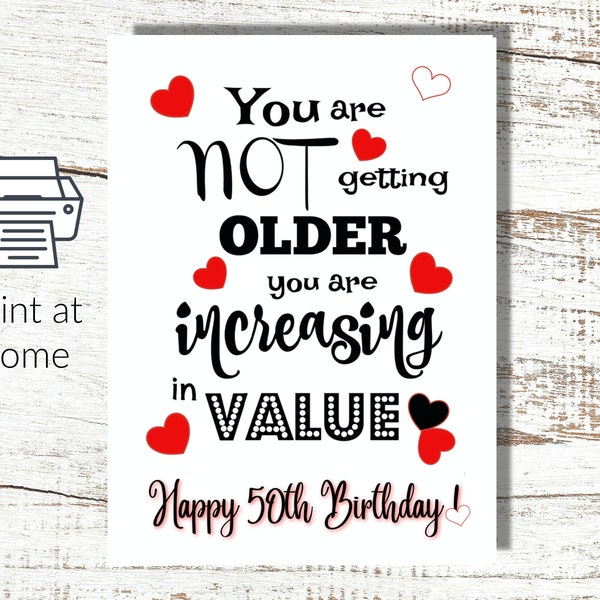 Print at Home 50th Birthday Cards - Etsy