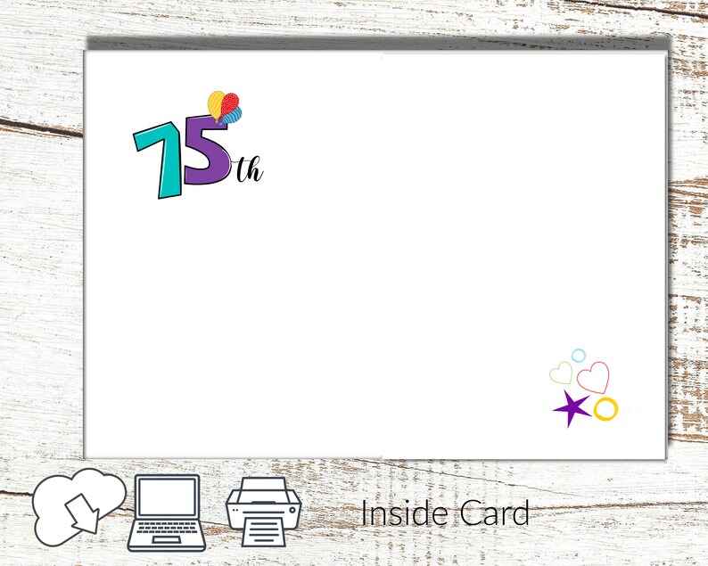Instant Download 75th Birthday Card - to Print at Home - Etsy