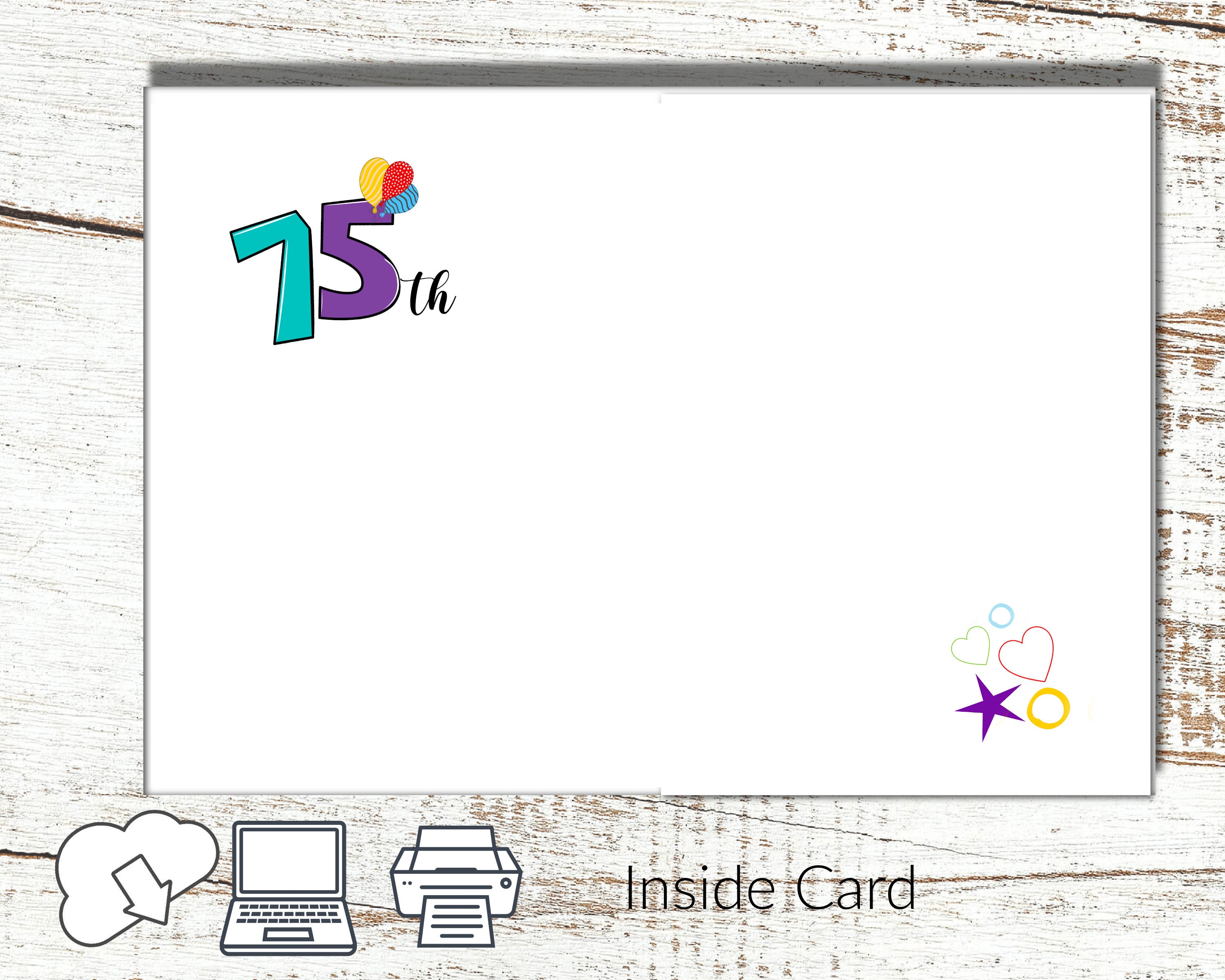 Instant Download 75th Birthday Card - to Print at Home - Etsy