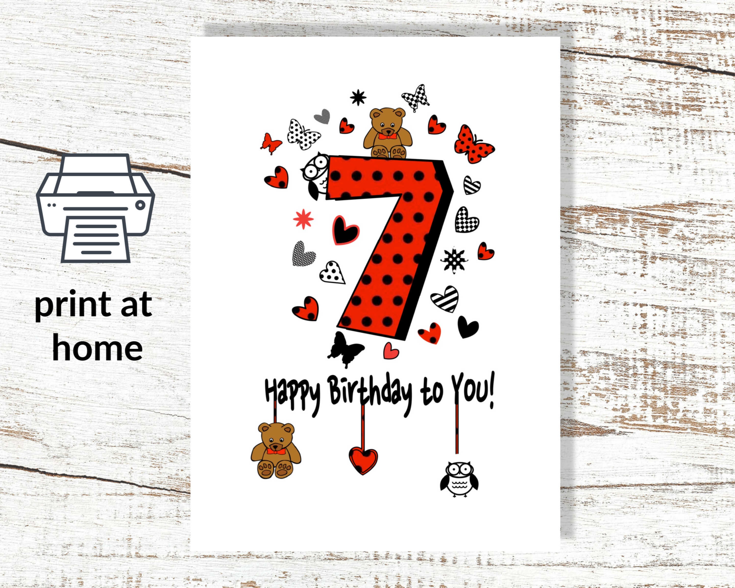 Happy 7th Birthday Cards Printable