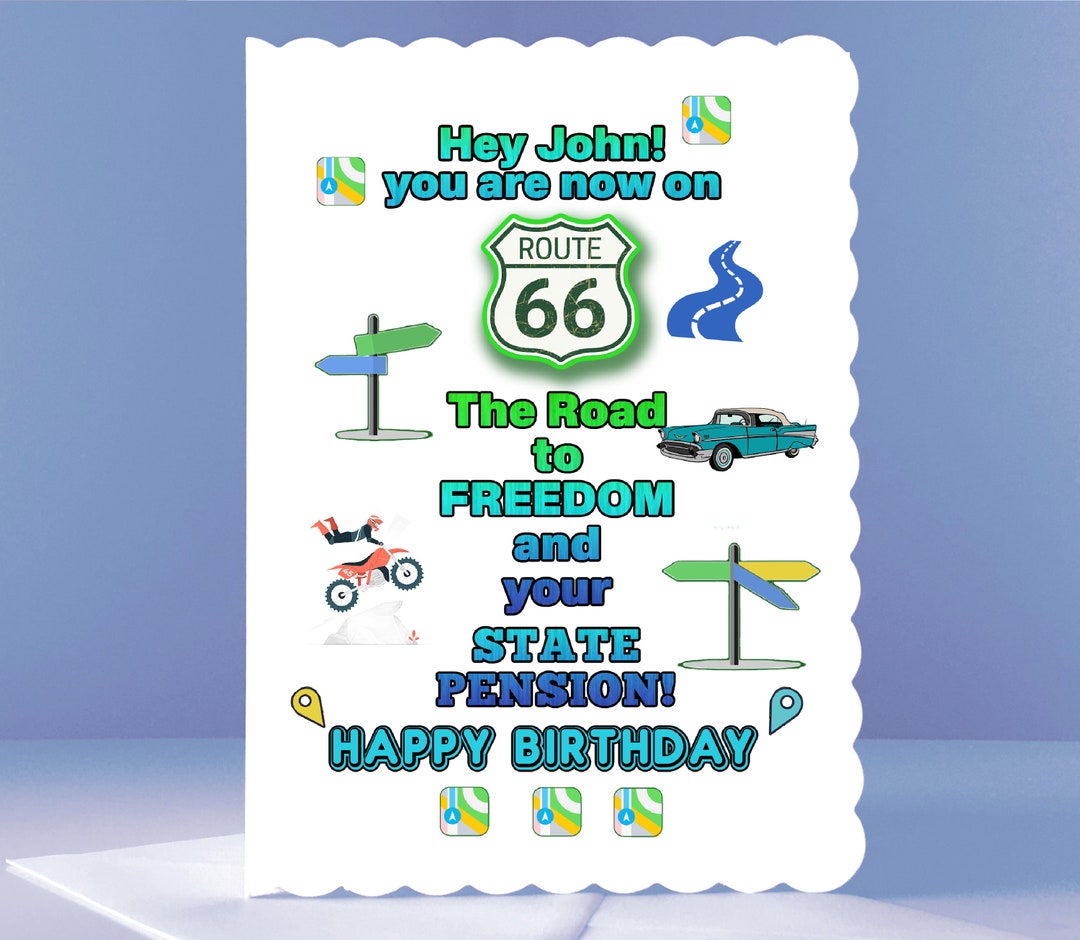 Personalised 66th Birthday Card - New Pensioner Celebration Birthday ...