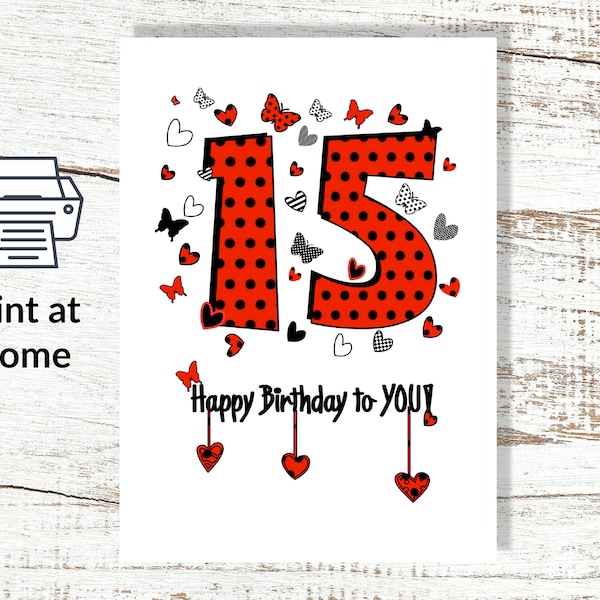 15 Year Old Girl Birthday Card - Etsy