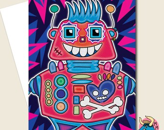 Robot card | Etsy