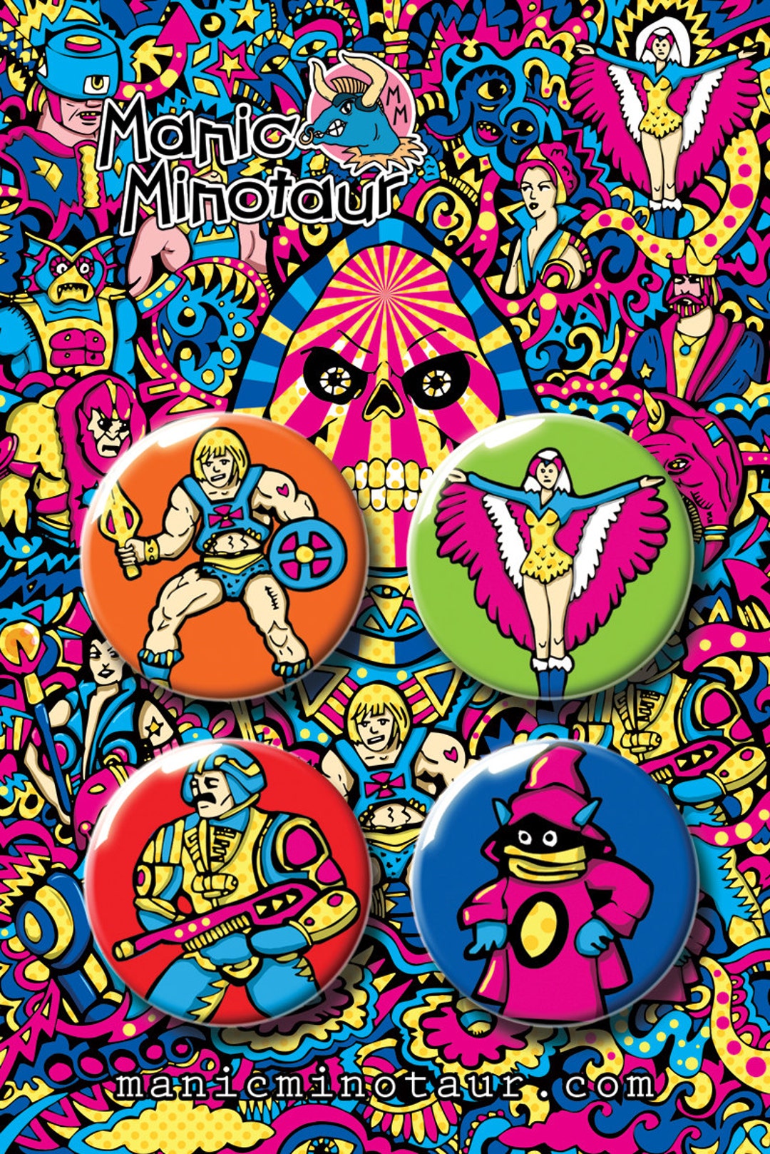 He-man Badge Pack. Skeletor. MOTU. Masters of the Universe. Pin Badge ...