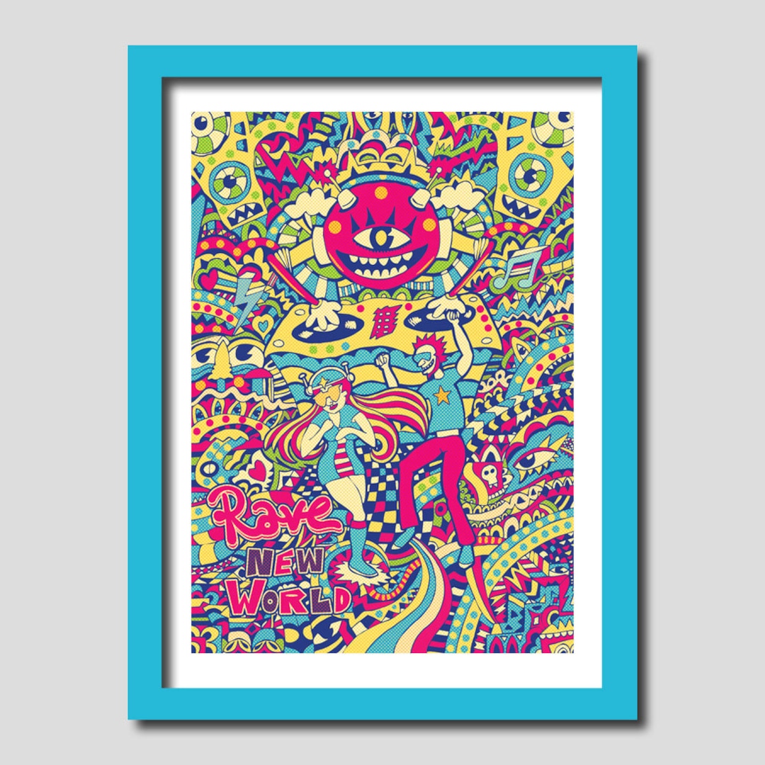 Rave Art Print Raver Art Techno Music Fan Psychedelic Art - Etsy