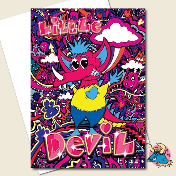 Little Devil Card Birthday Card Greeting Card Funny Card | Etsy