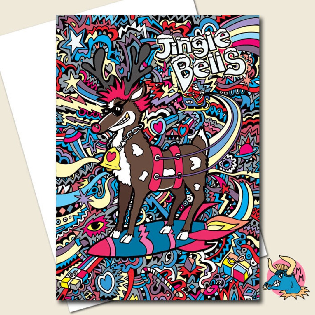 Reindeer Christmas Card. Rudolph Christmas Card. Funny Christmas Card ...