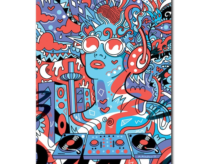 DJ Birthday Card, Raver Card, Techno Music Card, Psychedelic Card ...