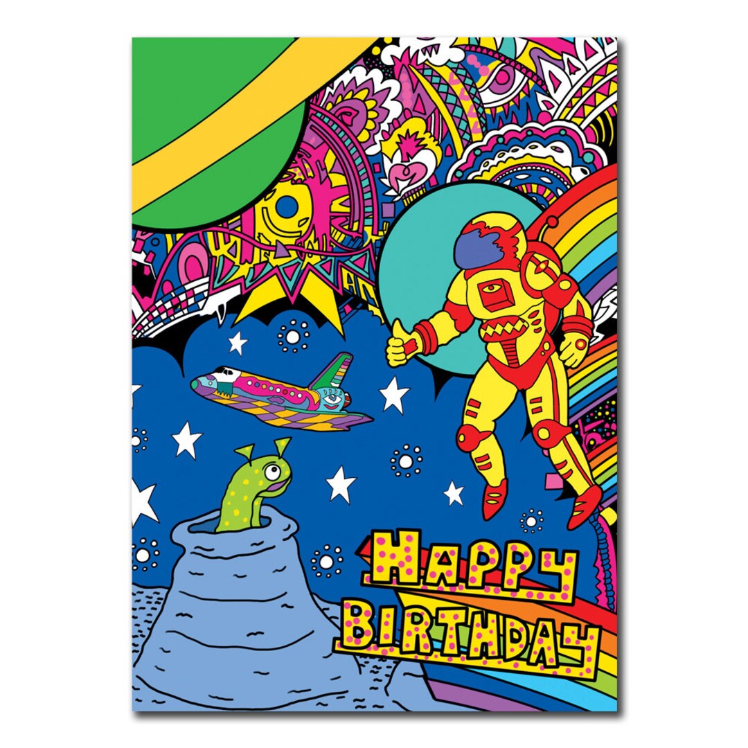 Spaceman Birthday Card, Spaceman Greetings Card, Boys Card, Geek Card ...
