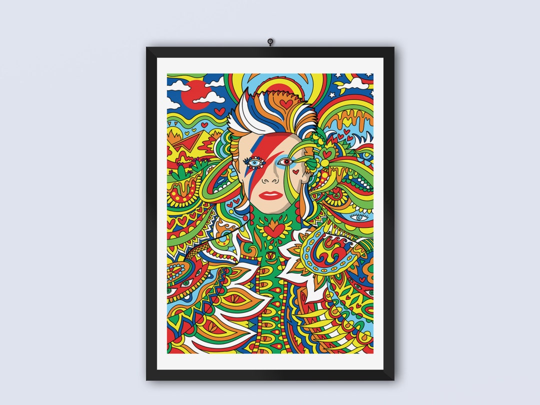 David Bowie Art Print, Ziggy Stardust, Psychedelic Giclée Art Print ...