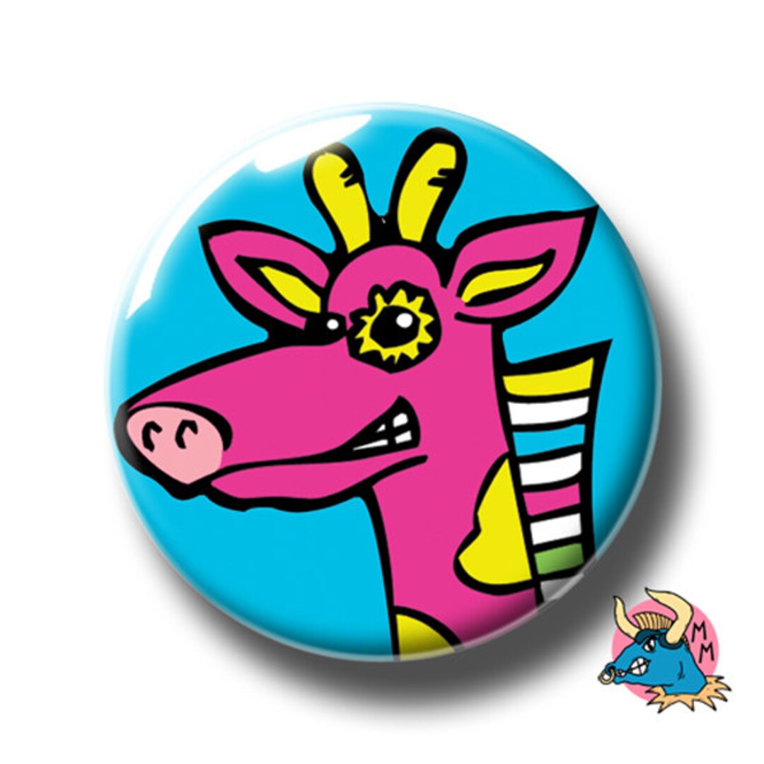 Pink Giraffe Badge, Giraffe Pin, Giraffe Button, Pinback Button, Pin ...