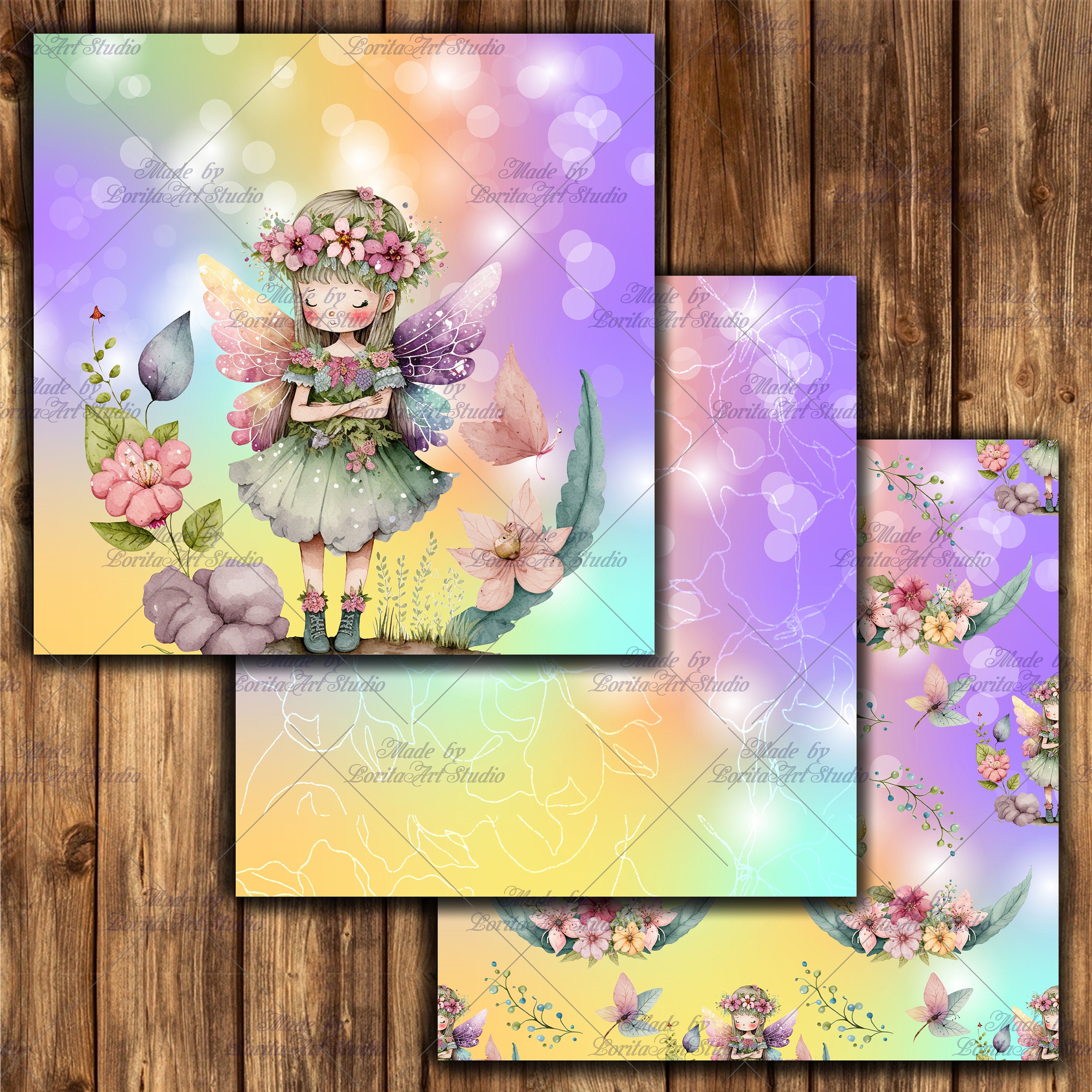 The Fairy Tale, Fairy Digital Paper Pack, Pastel Colours, Printable ...