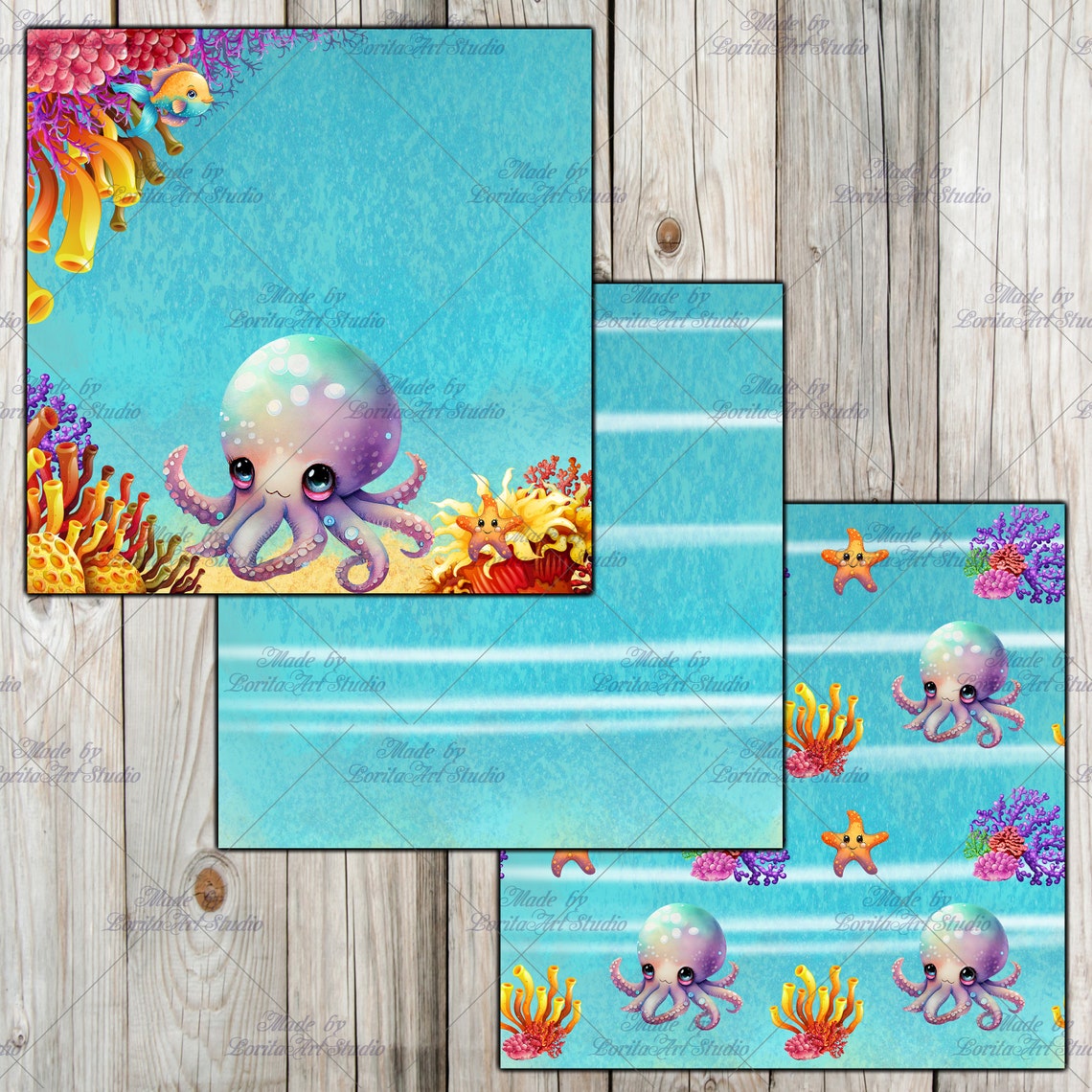 Under the Sea, Ocean Animals Digital Paper Pack, Kids Digital Papers ...