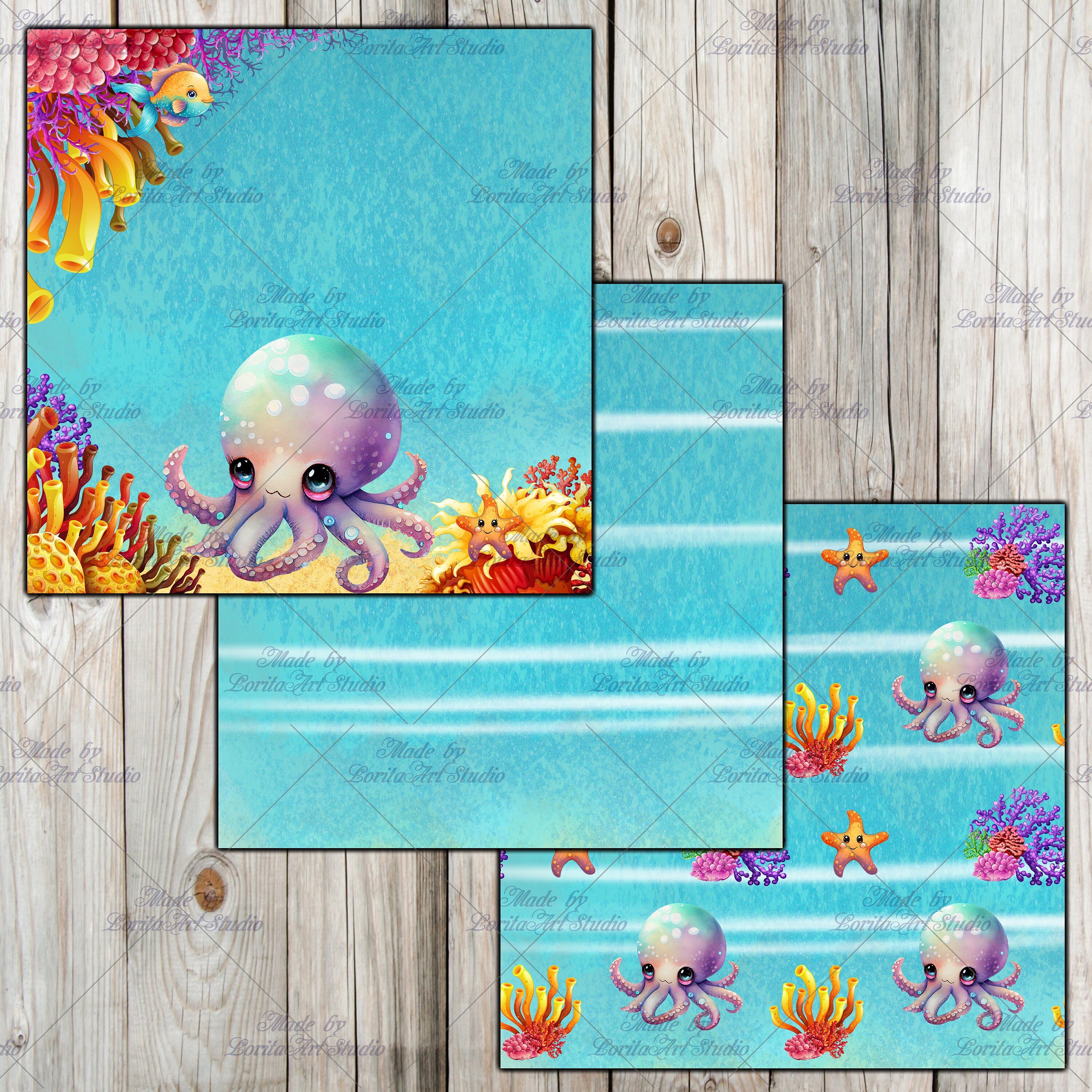 Under the Sea, Ocean Animals Digital Paper Pack, Kids Digital Papers ...