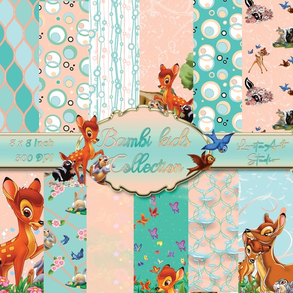 Bambi Digital Kids Collection Peach-pink & Mint-blue Paper - Etsy