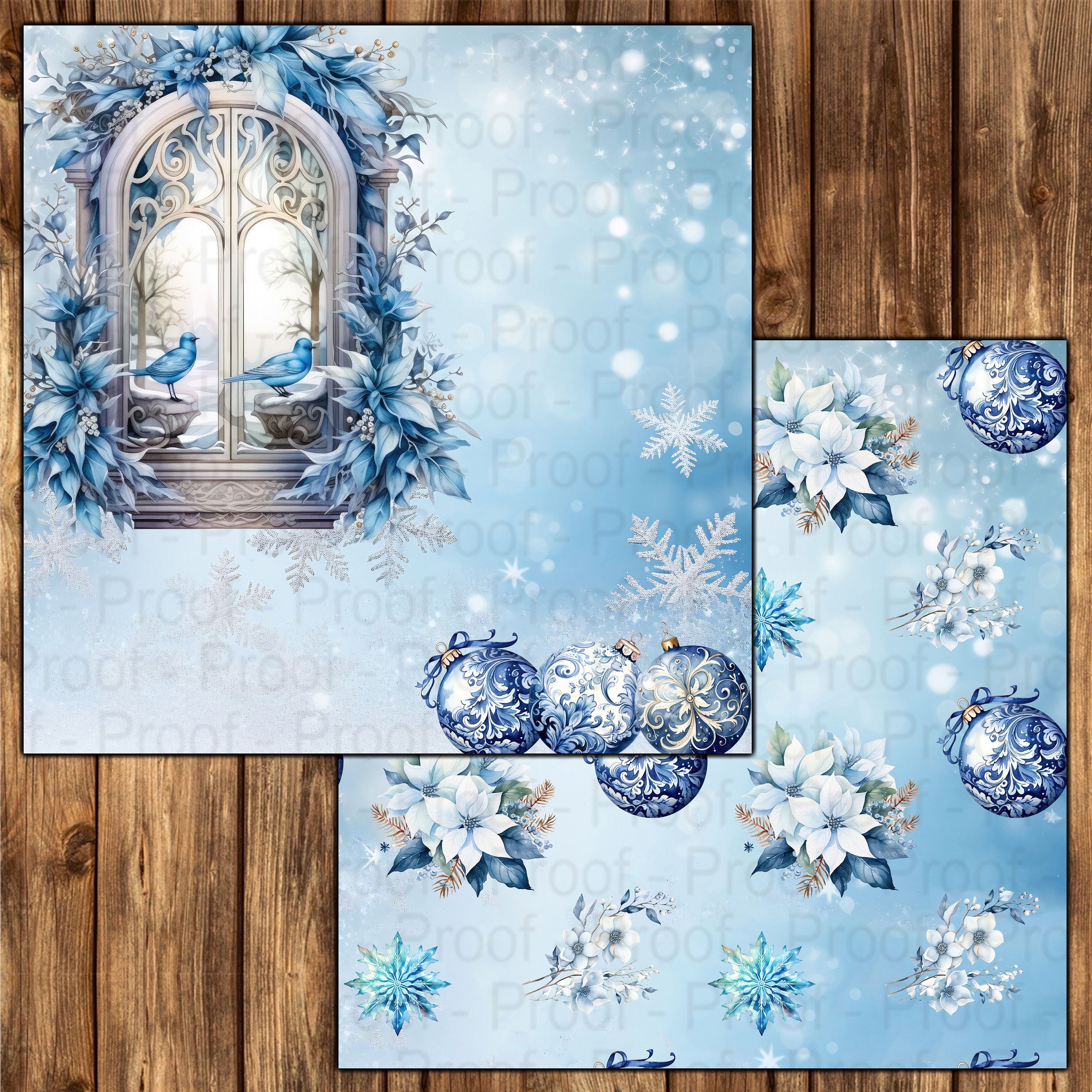 Blue Christmas, Christmas Digital Papers, Xmas Printable, Scrapbooking ...