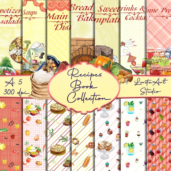 Recipe Book Collection Cooking Paper Pack Printable - Etsy