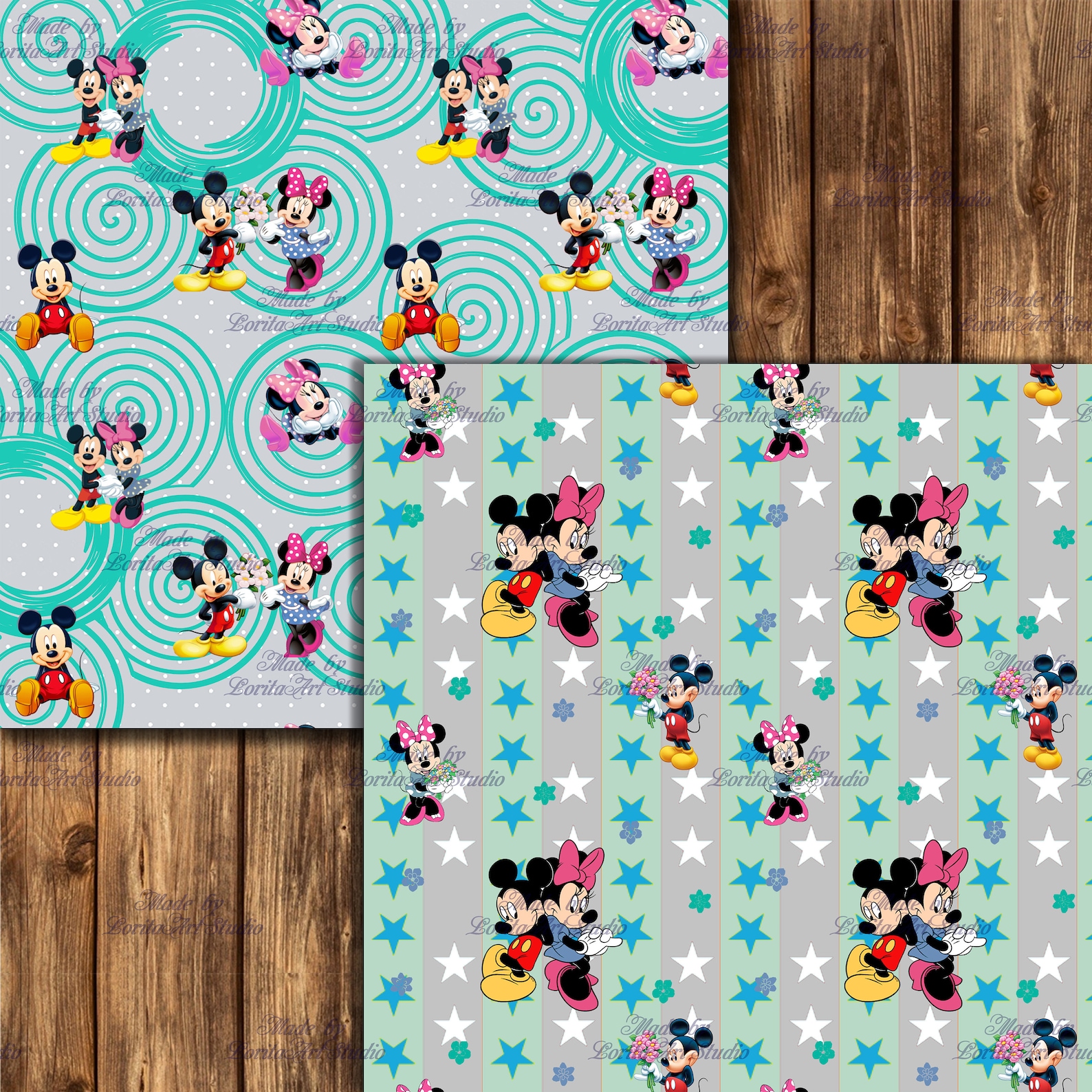 Mickey and Minnie Digital Kids Collection, Light Grey & Pastel Pink ...