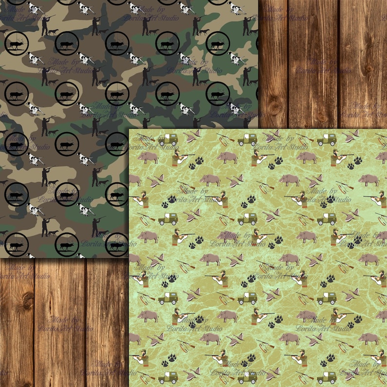 Hunting Digital Papers, Cards Making, Hunting Patterns - Etsy