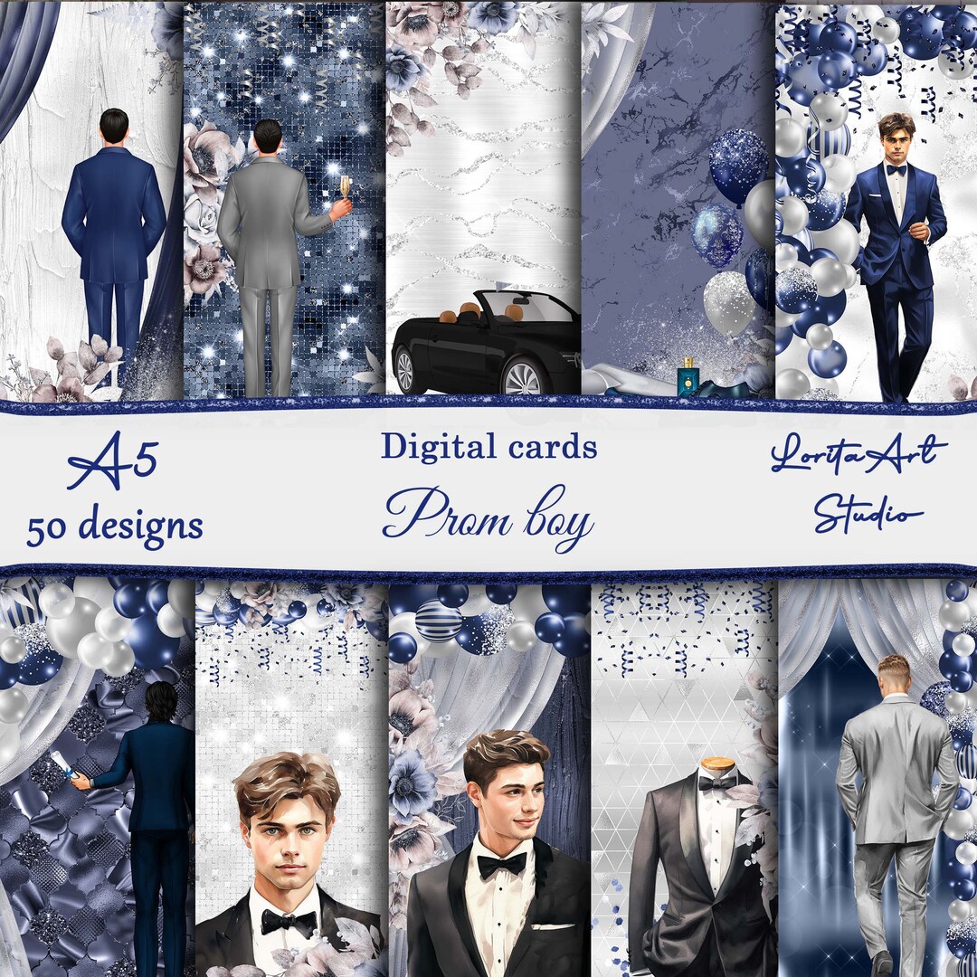 Prom Boy Cards, Prom Digital Cards A5 Format, Prom Night, Printable - Etsy