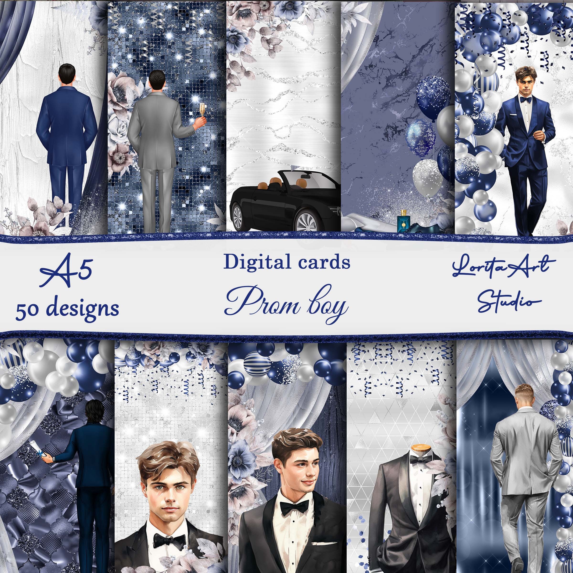 Prom Boy Cards, Prom Digital Cards A5 Format, Prom Night, Printable - Etsy