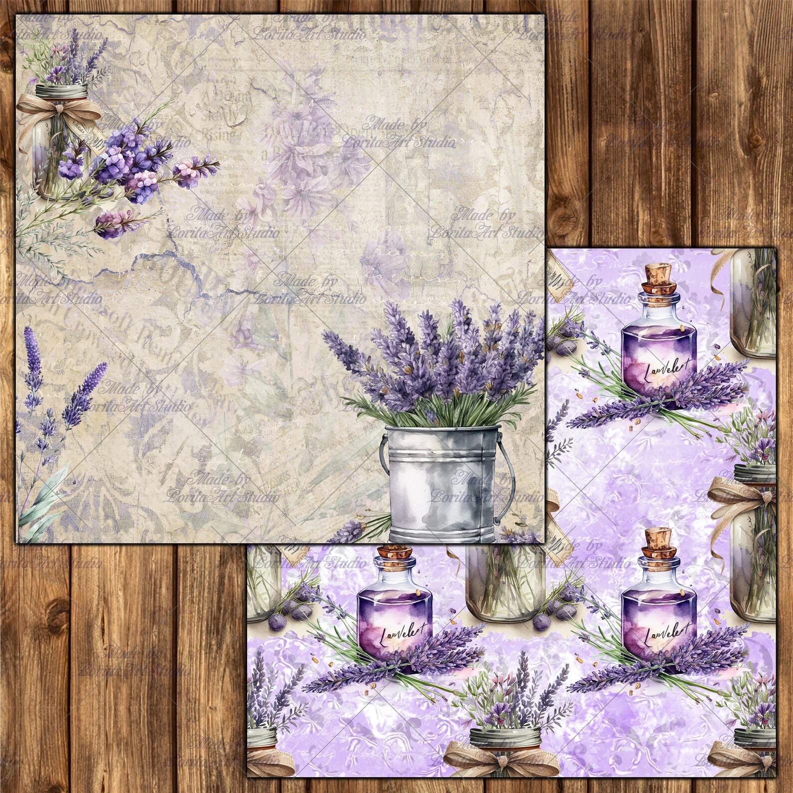 Lavender Love, Vintage Digital Papers, Lavender Papers, Printable ...
