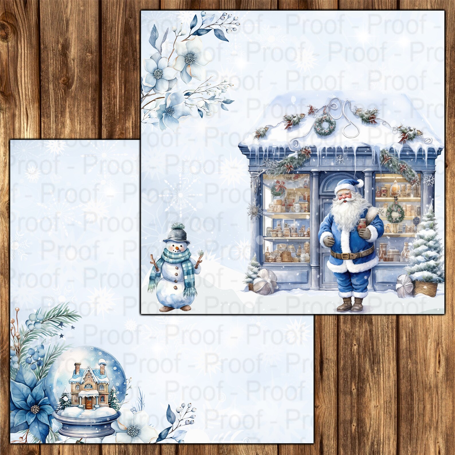 Blue Christmas, Christmas Digital Papers, Xmas Printable, Scrapbooking ...