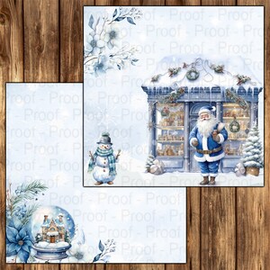 Blue Christmas, Christmas Digital Papers, Xmas Printable, Scrapbooking ...