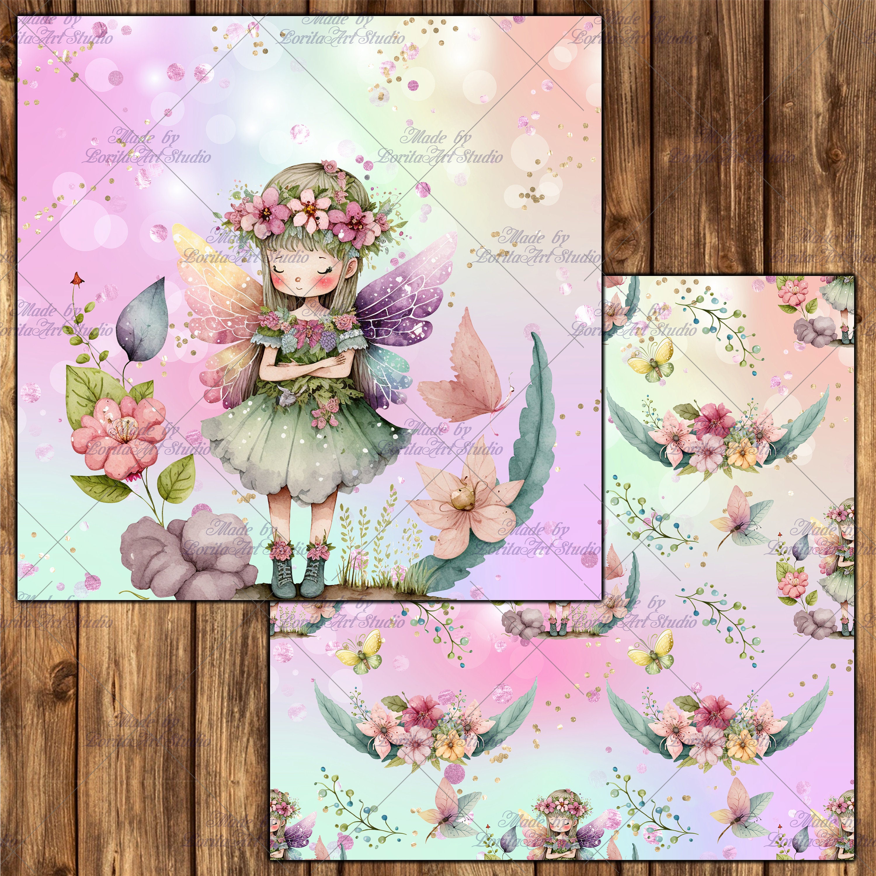 The Fairy Tale 2, Fairy Digital Paper Pack, Pastel Colours, Printable ...