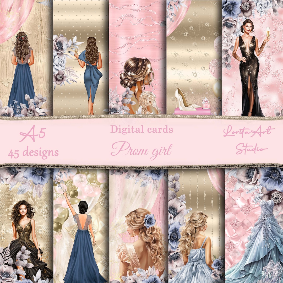 Prom Girl Cards, Prom Digital Cards A5 Format, Prom Night, Printable - Etsy
