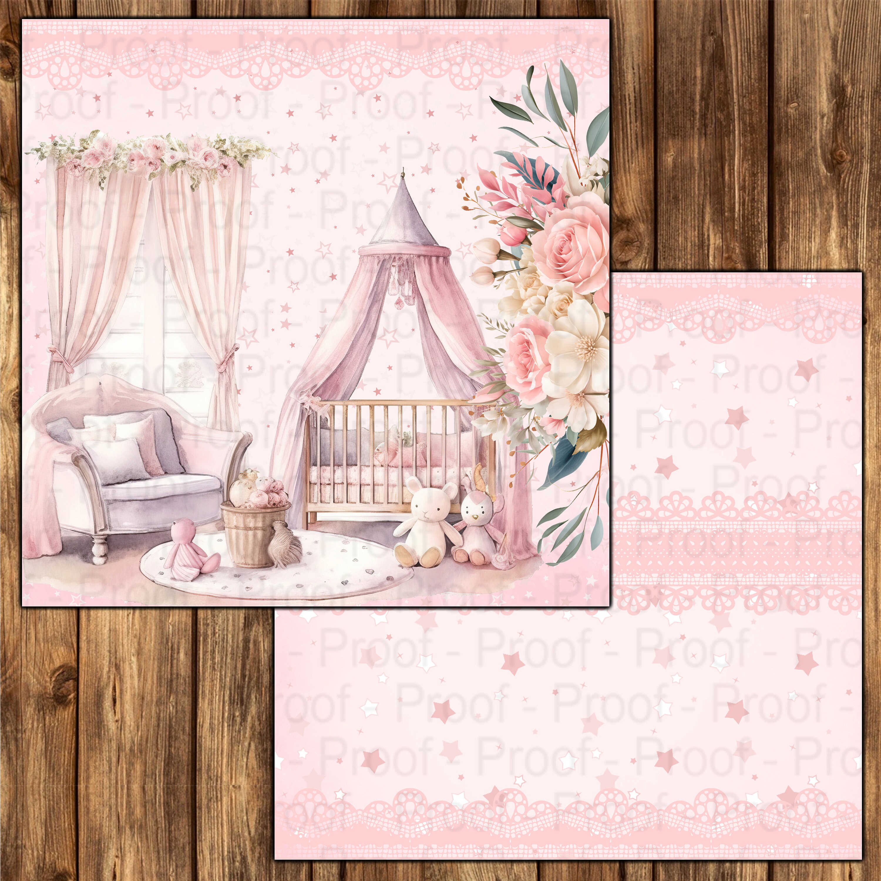 Little Princess , Baby Girl Digital Paper Pack, New Born Girl ...